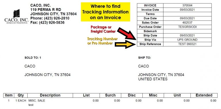Where to find tracking information – www.cacoinc.com